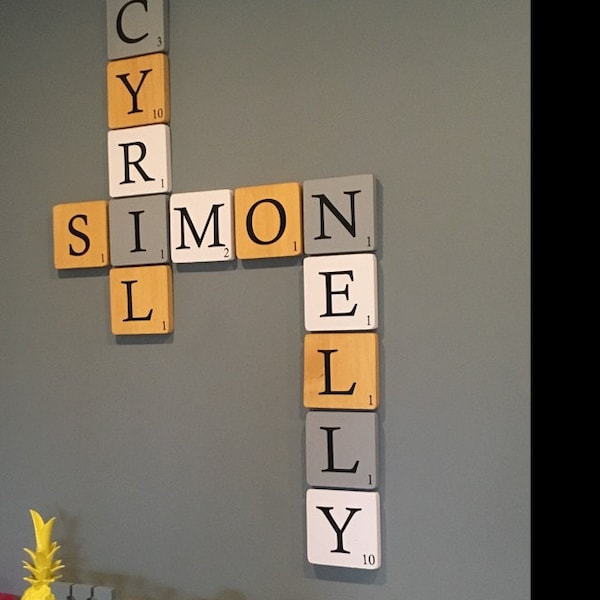 Scrabble mural personnalisé, Lettres prénoms en bois, Décoration murale ...