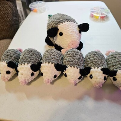 Crochet Possum Pattern NO SEW Opossum Laying Down Sploot Regular Size ...