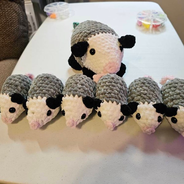 Crochet Possum Pattern NO SEW Opossum Laying Down Sploot Regular Size ...