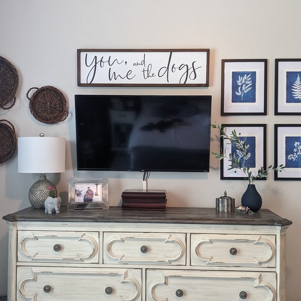 You Me and the Dogs Sign - Dog Sign for Above Bed - Dog Wall Art ...