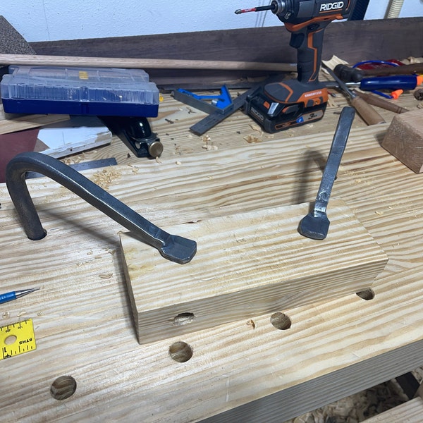 Simple Workbench Holdfast, 3/4" or 1" Hole. Hand Forged by Black Bear ...