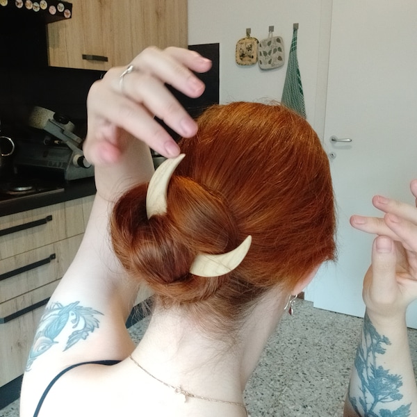 Godess Hair Moon, Moon Fork, Hair Stick Moon, Bun Holder, Crescent Moon ...