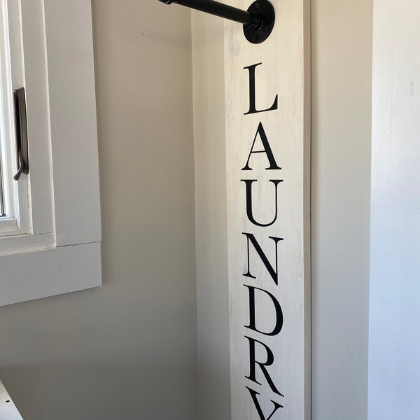 Laundry Sign With Hanging Pole | Rustic Laundry Room Hanger | Farmhouse ...