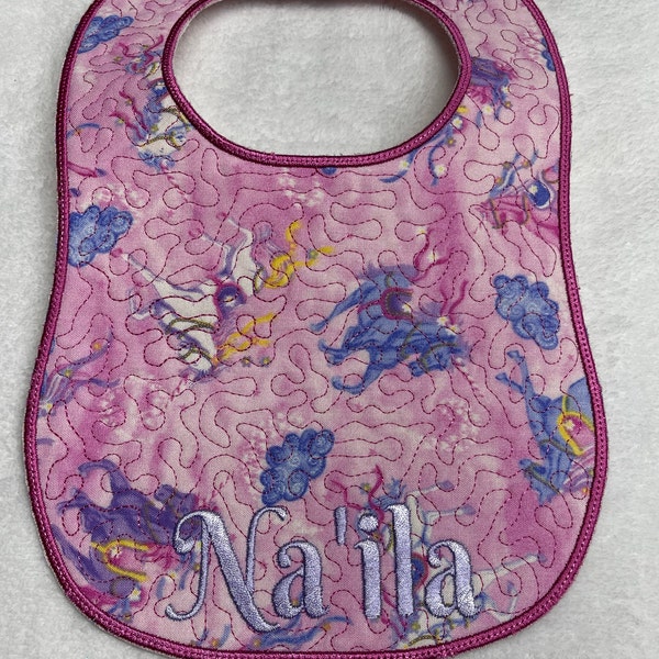 In the Hoop Baby Bib Stipple Embroidery Design File Pattern 3 Sizes ...