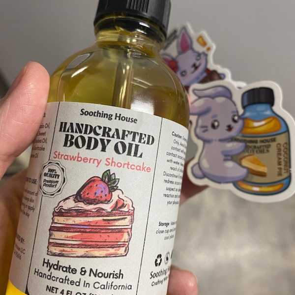 Handcrafted Strawberry Shortcake Body Multi-use Oil for Body Care ...