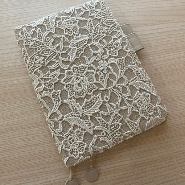 Rose Lace Journal Vintage White Lace Fabric Notebook Cover Handmade ...