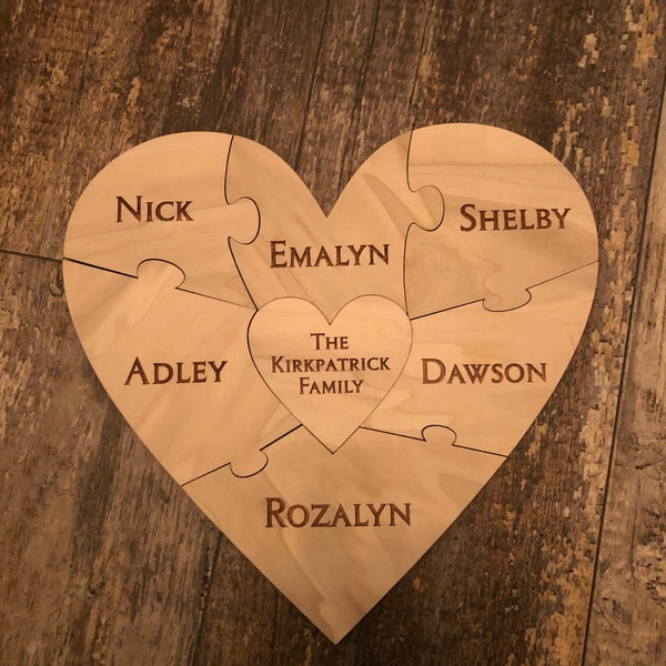 Custom Family Wooden Heart Puzzle - Family Unity Puzzle - Pregnancy ...