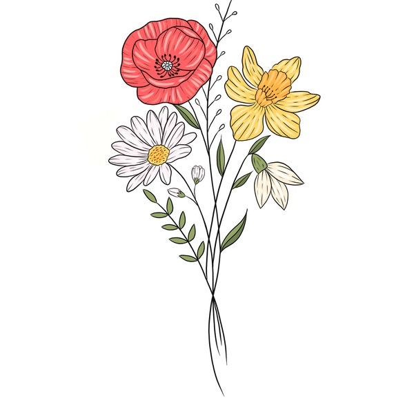 New Baby Birth Flower, Bouquet Design, Minimalist Face Side Profile ...