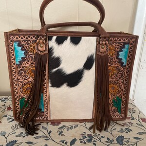Western Hand Tooled Leather Purse, Concealed Carry Purse, Cowhide Purse ...