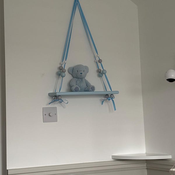 Wooden Swing Shelf | White Painted Shelf Nordic Style Shelf | Hanging ...