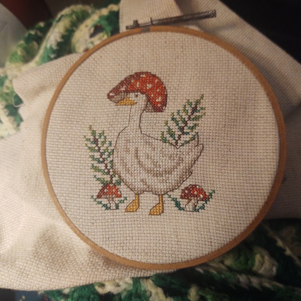 Silly Goose in Mushroom Cross Stitch Pattern PDF Forest Mushroom ...