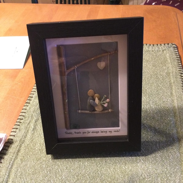 Fall Tree Pebble Art Picture Frame, Falling Leaves, Autumn Wall Hanging ...