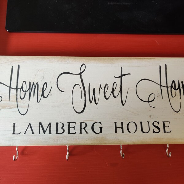 HOME SWEET HOME Personalized Key Ring Holder, New Home, Family Name Key ...