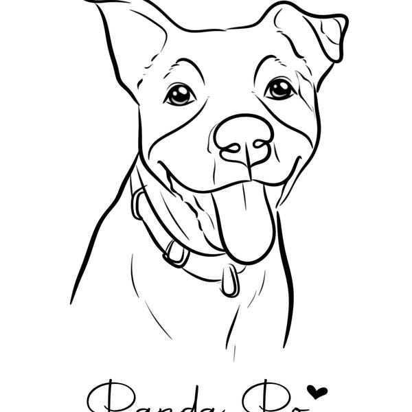 Custom Line Drawing, Custom Pet Outline Drawing, Pet Sketch From Photo ...
