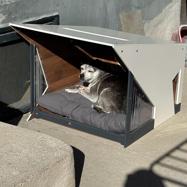WOWY Walnut Modern, Dog House, Dog Crate, Dog Kennel, Wood Dog House ...