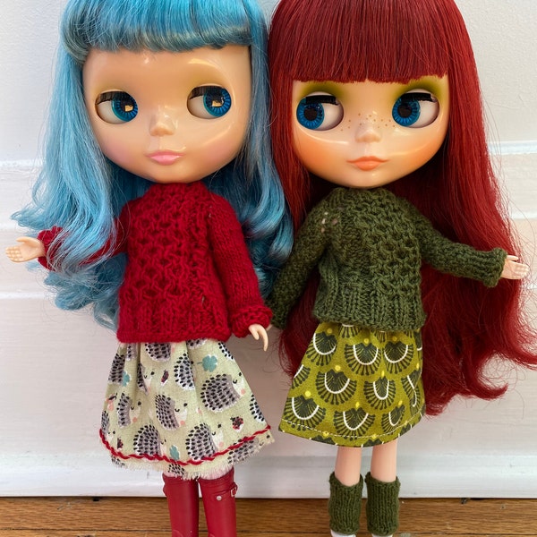 Knitted Set for Blythe - Blythe Outfit - Clothes for the Blythe - Skirt ...