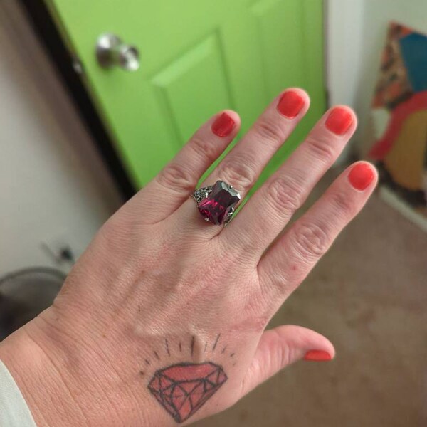 Ruby Ring/ Sterling Silver/ 20ct Big Huge Square Cut Simulated Red Gem ...