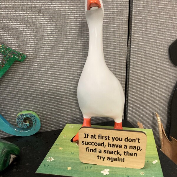 Emotional Support Desk Goose, Customized Sign, Stand for ...