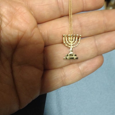 14K Yellow Gold Menorah Man Pendant - Etsy
