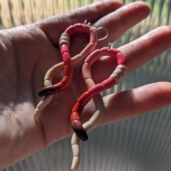 Earthworm Earrings | Polymer Clay | Made to Order - Etsy