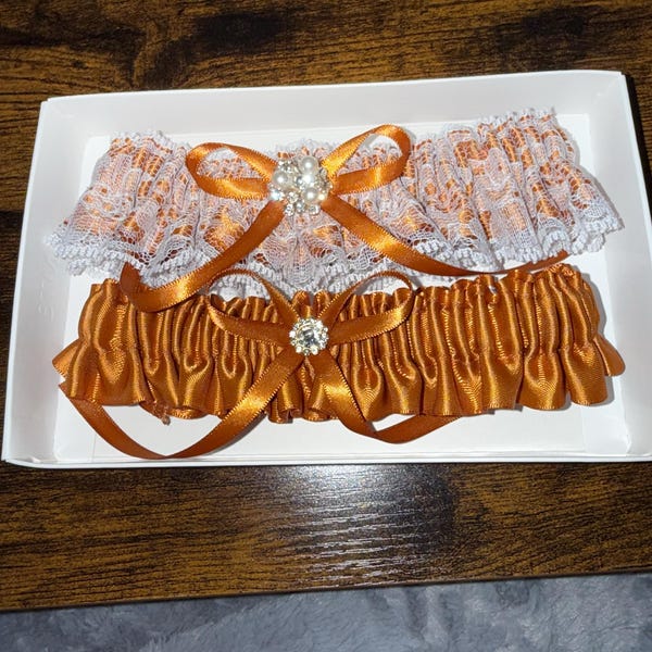 Copper Wedding Garter, Lace Bridal Garter Set, Garter for Bride, Garter ...