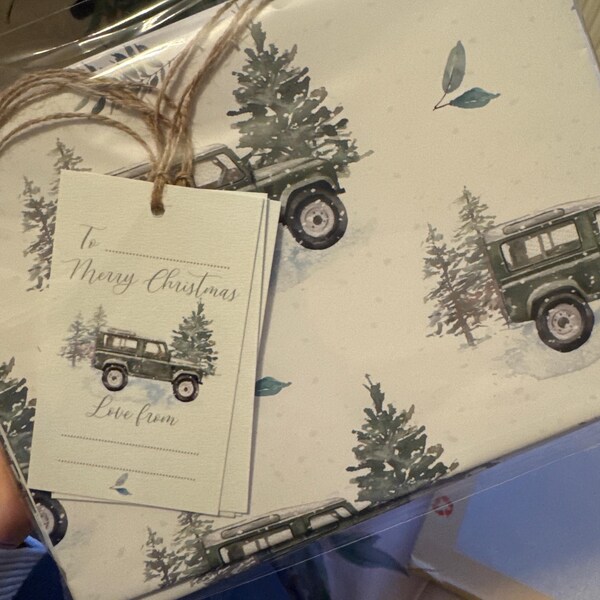 4x4 Country Christmas Wrapping Paper / Gift Wrap Land Rover Wrapping ...