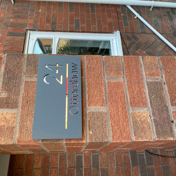 Contemporary Acrylic House Sign Modern Door Number Address Plaque Dark ...