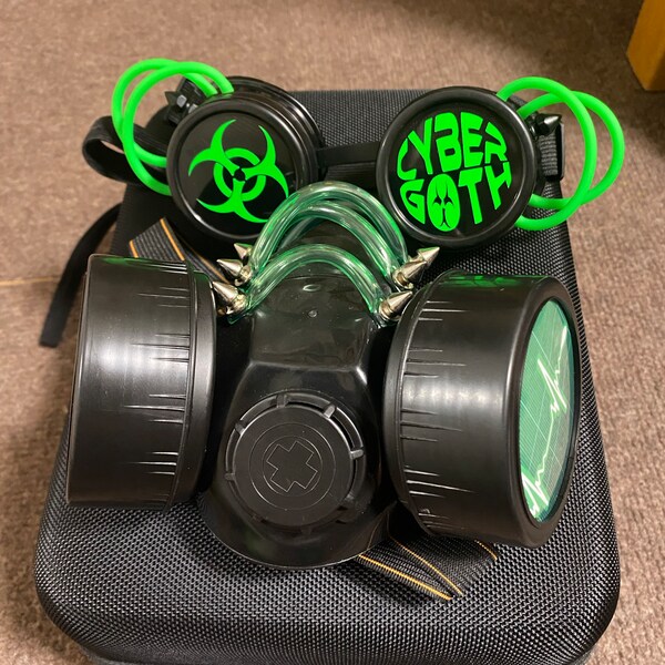 SET Gogglesgas Mask Cybergoth Cosplay Dreads Industrial Dark Cyber Mask ...