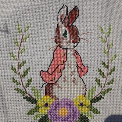 Beatrix Potter Birth Sampler Cross Stitch Pattern Peter Rabbit Wreath ...