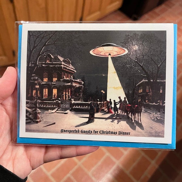 UFO, Christmas Cards, Sci Fi, Vintage, Christmas Scene, Funny Christmas ...