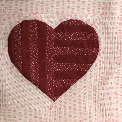 Mod Heart Foundation Paper Piecing FPP Pattern Striped Heart Quilt ...