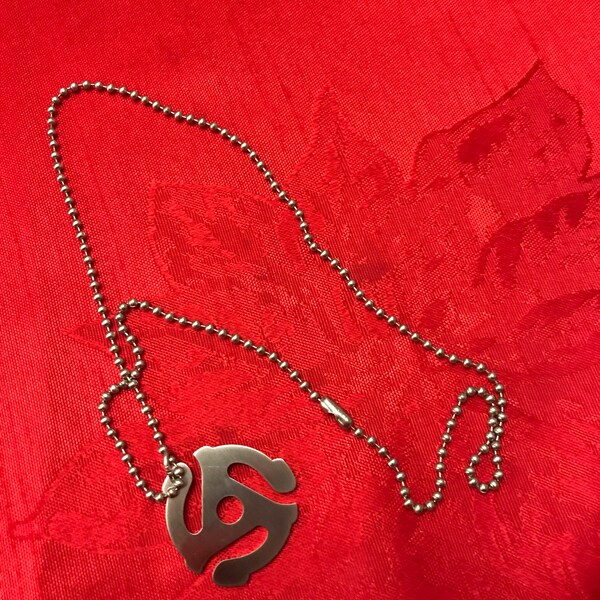 Retro 45 RPM Record Insert Adapter Matte STAINLESS STEEL Pendant Unisex ...