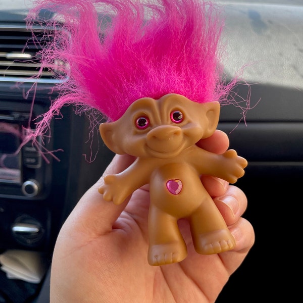 Vintage Ace Novelty Treasure Troll Doll, Purple Hair, Purple Star Jewel ...