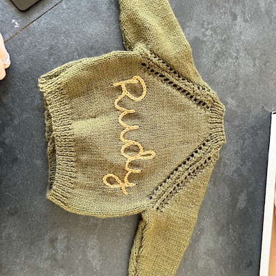 3-6 Month Personalized Hand Knitted Baby Cardigan With Name Embroidery ...