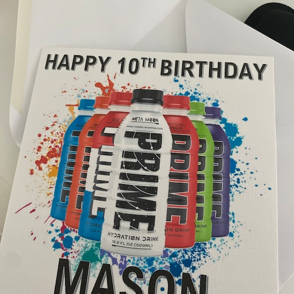 Personalised Prime Birthday Card , Prime Hydration Birthday Card ...