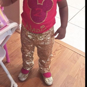 Gold Sequin Leggings W/ Messy Bow, Gold Sparkle Pants, Girls Leggings ...