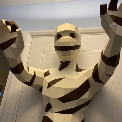 Mummy Papercraft 3D DIY Low Poly Paper Crafts Halloween Wall Decor ...