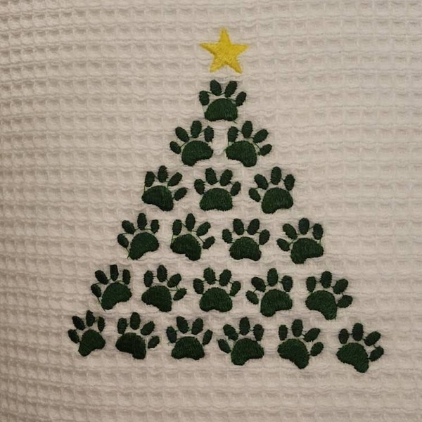 Dog Paw Christmas Embroidery Design Tree Instant Digital Download Pes ...