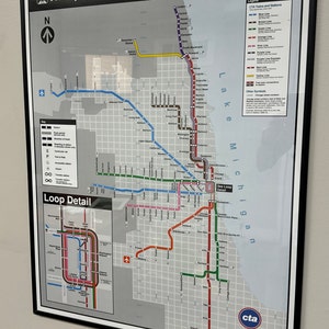 CTA Rail System Map Poster - Features All Lines: Red, Orange, Blue ...