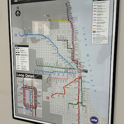 CTA Rail System Map Poster Features All Lines: Red, Orange, Blue ...