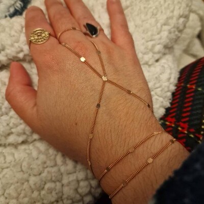 CZ Leaf Hand Chain Bracelet, Silver Wrap Bracelet, Adjustable Bracelet ...