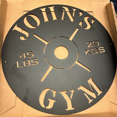 Gym Weight Plate Monogram, Personalized Home Gym Sign, Custom Metal ...