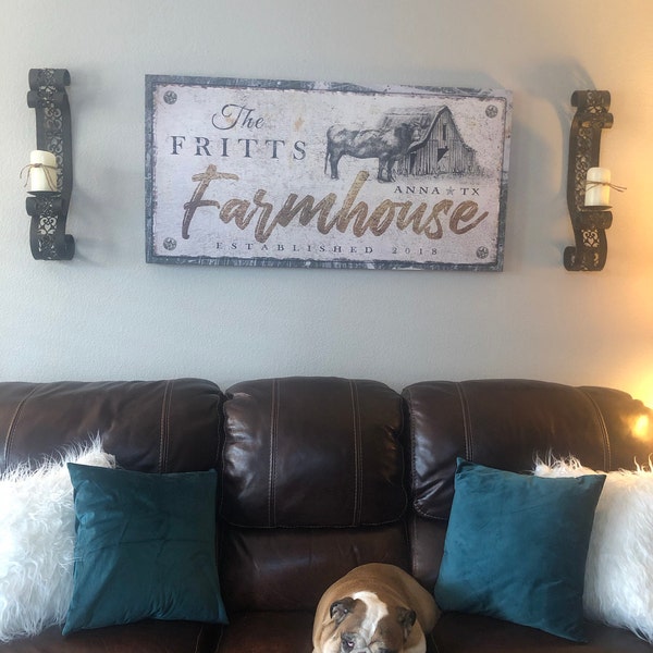 Farmhouse Sign | Cattle Ranch Canvas | Family Farm Sign | Farm Wall Art ...