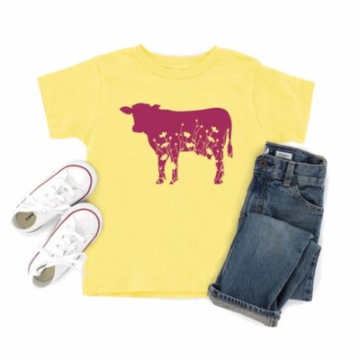 Floral Cow SVG, Wildflower Cow Cut File, Cow Silhouette With Flowers ...