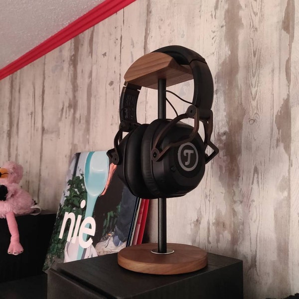 Custom Headphone Stand, Wooden and Metal Headphone Holder, Gaming ...
