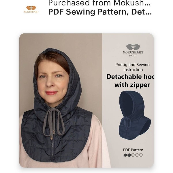 Hood Sewing Pattern, 6 Sizes, Hood Pattern, Detachable Hood Sewing ...