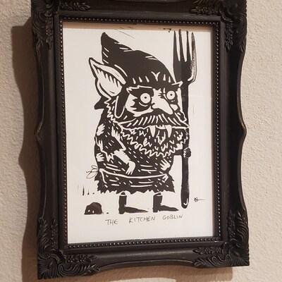 The Kitchen Goblin, Goblin Print, Kitchen Print, Weird Wall Art, Occult ...