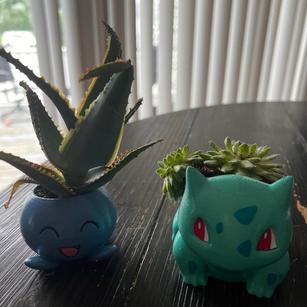 Painted Bulbasaur and Oddish Planters With Live Succulents/cacti (two ...