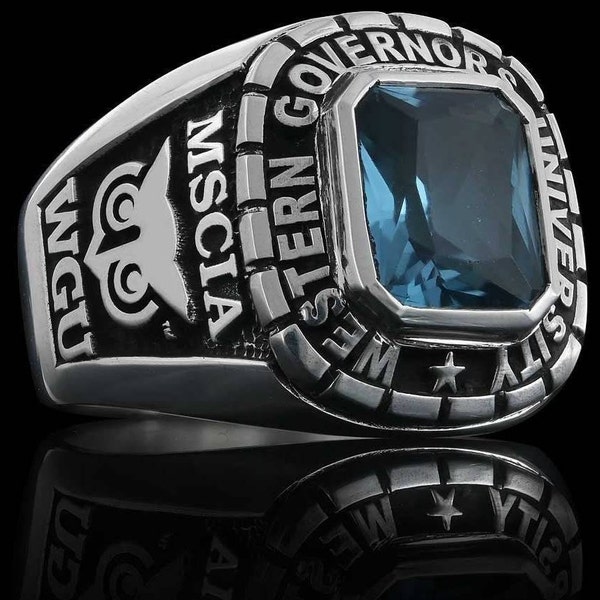 Silver Custom College Class Ring, School Ring,signet Ring, Graduation ...