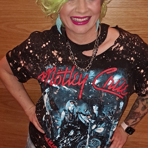 Motley Crüe Bleached Distressed Shirts Dress or Top Band Tee S-3XL - Etsy
